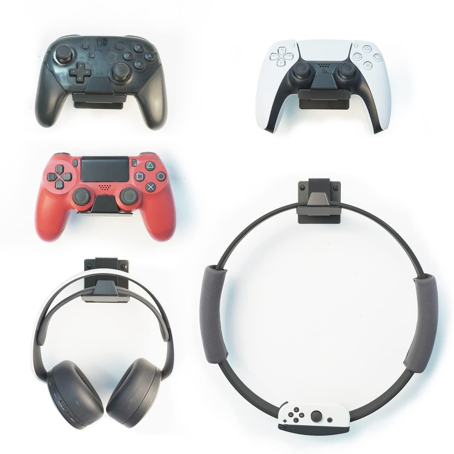 Monzlteck Universal Game Controller Wall Mount Holder for PS4/PS5/Xbox one/Switch Pro/Headset/Ring Fit Adventure,Solid Metal(One Pack)