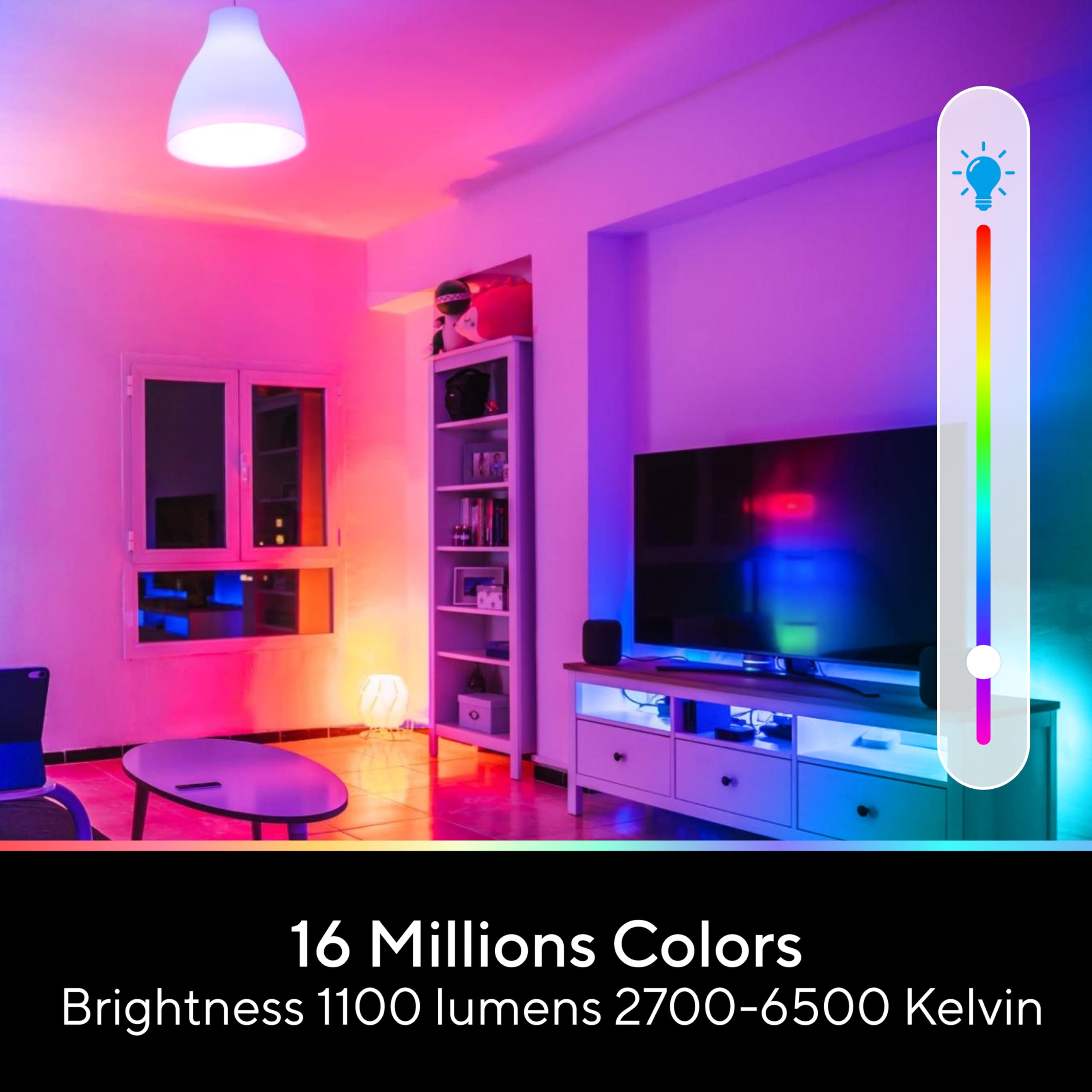 U-tec Smart Light Bulbs, 1100 Lumen, 90+CRI WiFi Mesh & Bluetooth Color Changing A19 Light Bulb, 16 Million DIY Colors RGB Light Bulbs, Work with Alexa, Google Assistant Home App, 2 Pack