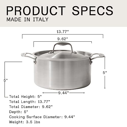 Made In Cookware - 6 Quart Stainless Steel Stock Pot With Lid - 5 Ply Stainless Clad - Professional Cookware - Crafted in Italy - Induction Compatible