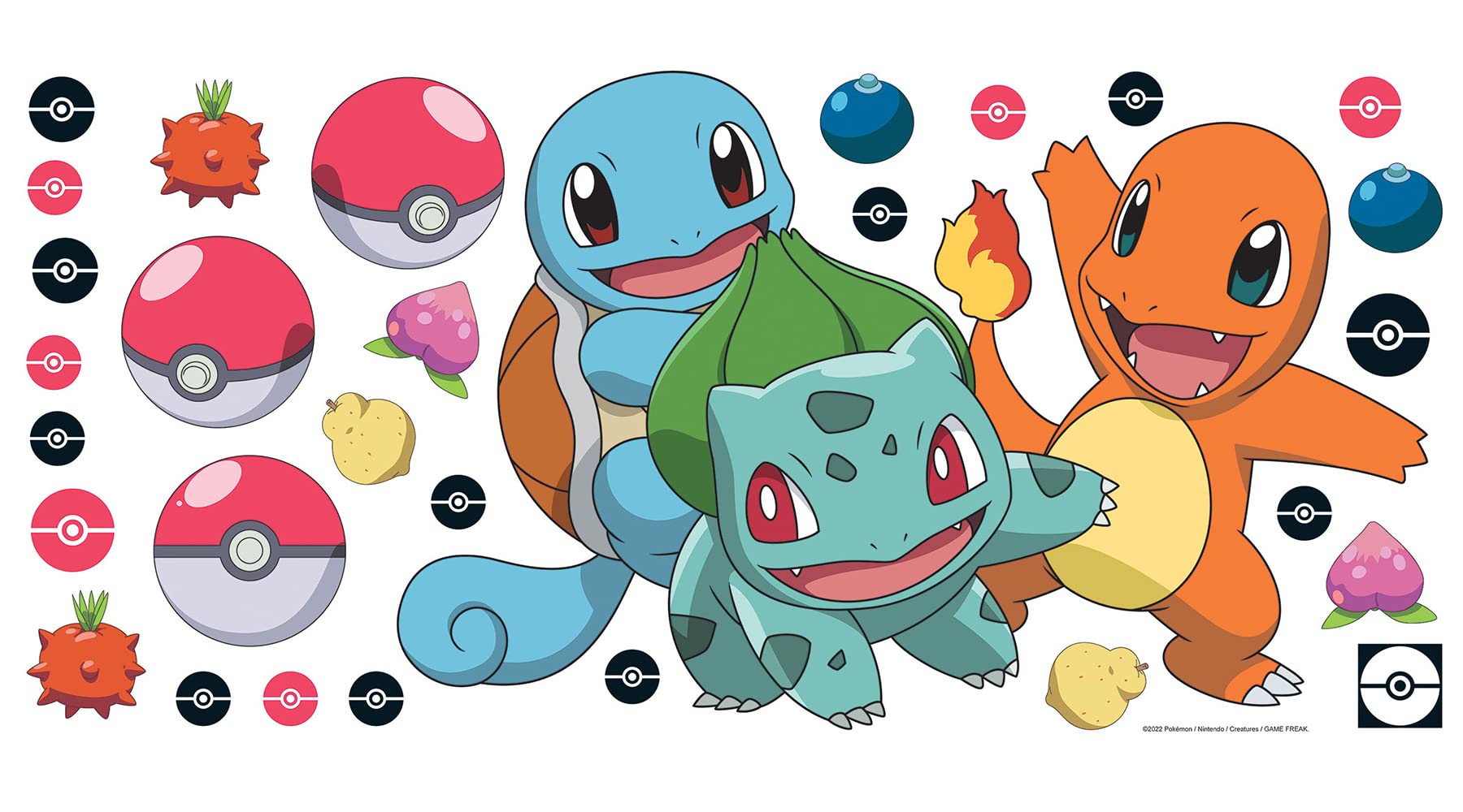 RoomMates RMK5361GM Pokémon Squirtle, Charmander, and Bulbasaur Peel and Stick Giant Wall Decals
