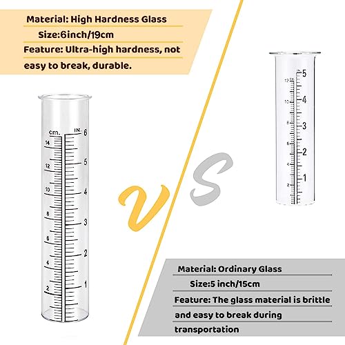 LUNSY 【Rainy Season Preferred】 Rain Gauge Replacement Tube, Glass, 7.5in1.46in, Cold Resistance&Crack Resistance