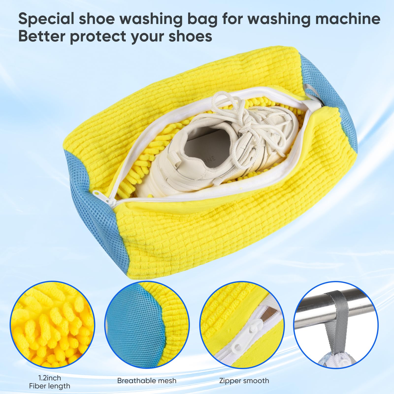 Shoe cleaning bag,Shoe bag for washing machine,Versatile Shoe Laundry Bag,Shoe washing machine bag,Reusable shoe washing bag/Alternative shoe washing machine. (2pcsYellow)