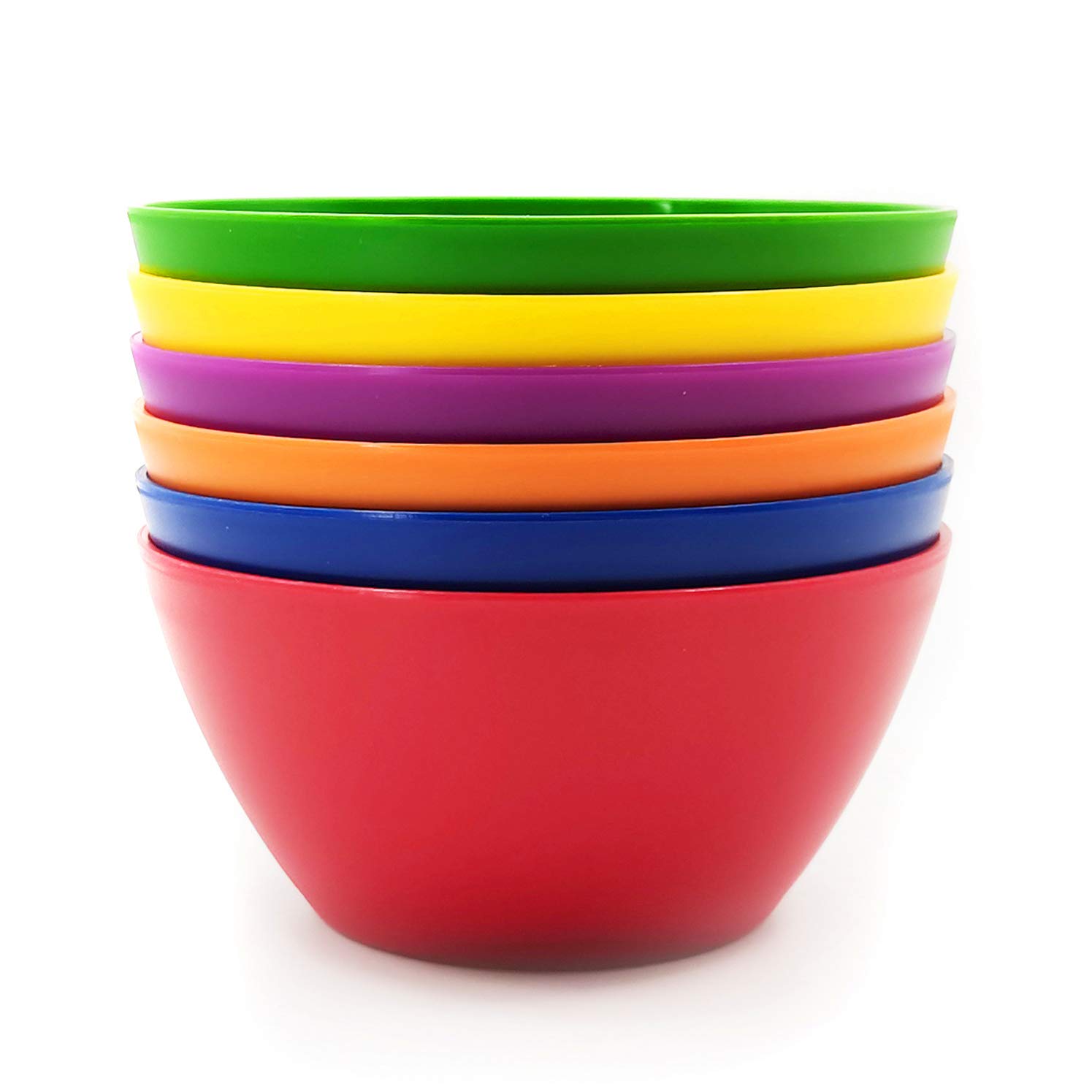 KX-WARE Plastic Bowls set of 12 - Unbreakable and Reusable 6-inch Plastic Cereal/Soup/Salad Bowls Multicolor | Microwave/Dishwasher Safe, BPA Free