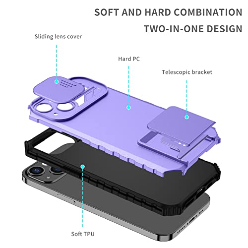 Protective Phone Cover Case Silicone Kickstand Case Compatible for infinix Smart 5,[3 Stand Ways] Vertical and Horizontal Stand Case,Full Body Hard Slim Protective Phone Case (Color : Purple)