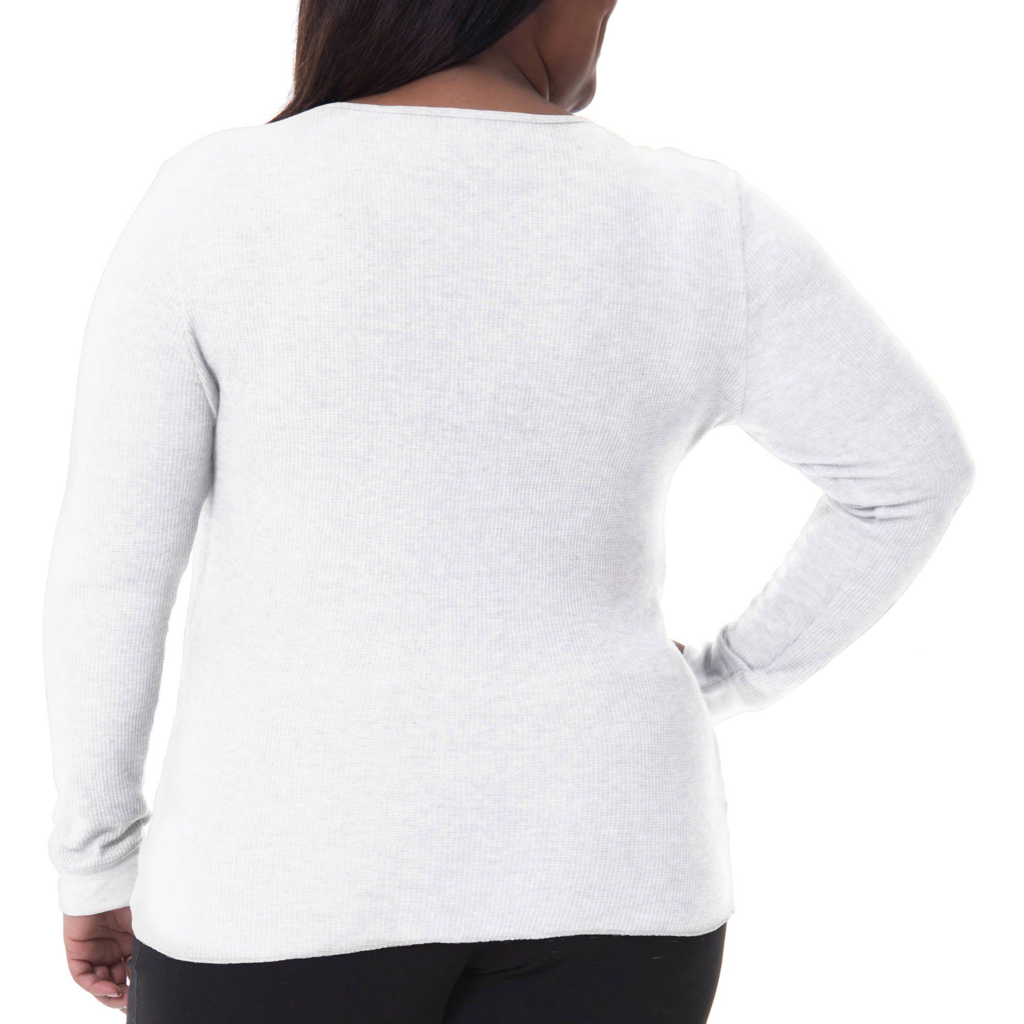 Fruit of the Loom Women's Plus Size Fit for Me Waffle Thermal Crew Top, Black Soot, 4X