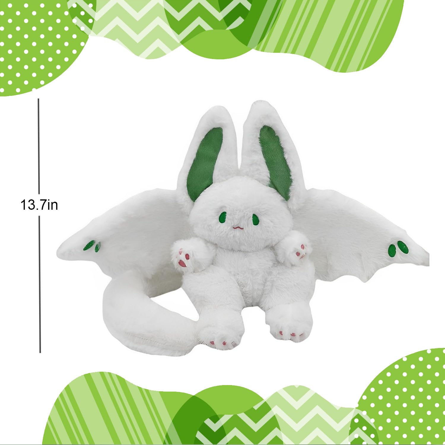 Sengocis 13.7 inch Unique Pink Bat Rabbit Plush Toy,Bat Bunny Plush Pillow,Bat Rabbit Cute Halloween Stuffed Animal