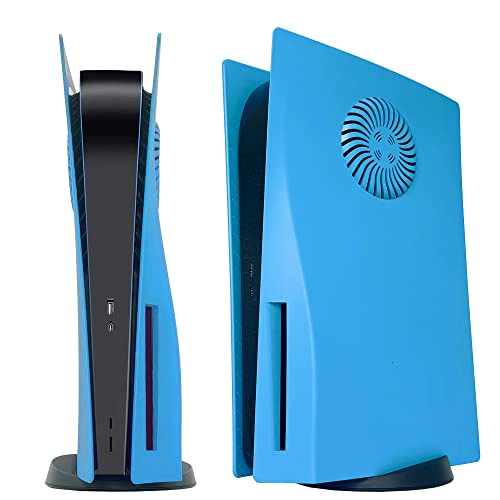 PS5 Faceplate with Cooling Vents and Dust Filter for Disc Edition DOBEWINGDELOU PS5 Face Plate Console Cover Replacement Side Plate Shell Dustproof Accessories ABS Case Blue