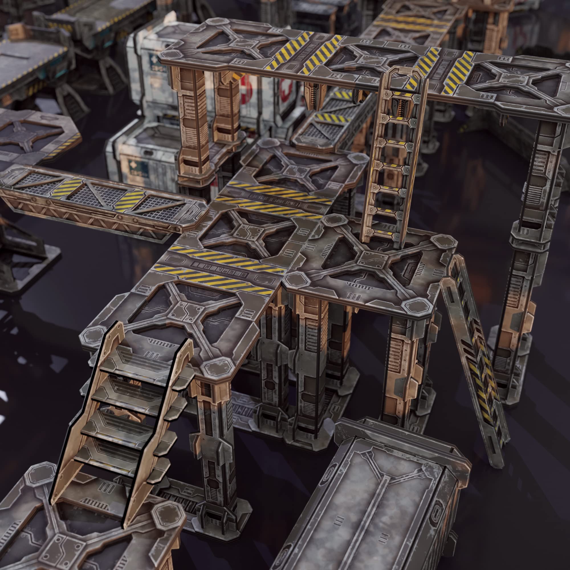 TinkerTurf Sci-Fi Terrain: Industrial Starter Set, Neutral Theme, Sturdy, Affordable, Great-Looking Full-Color Terrain, Quick and Easy to Assemble, Virtually Limitless Setups
