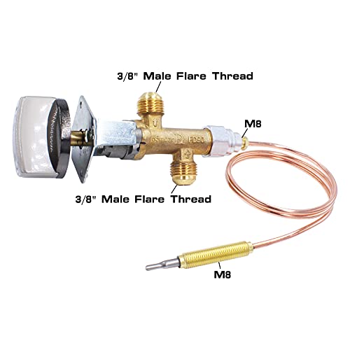 MCAMPAS 50,000 BTU Low Pressure LPG Propane Gas Flame Failure Safety Control Valve Kit with Thermocouple for Outdoor Gas Firepit .Fireplace. Heater
