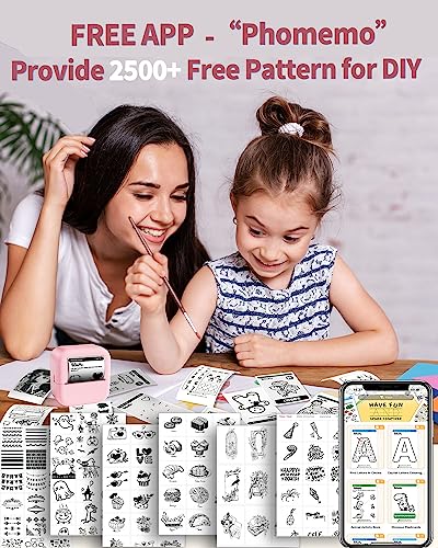 memolife 𝟐𝟎𝟐𝟑 𝐅𝐮𝐧 𝐆𝐢𝐟𝐭 Sticker Maker Machine - Mini Thermal Printer with 6 Rolls Non-Adhesive Paper (2in*21.3ft/Roll), Inkless Printer for iPhone & Android, Portable Mini Printer for DIY