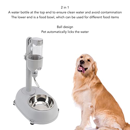 Pet Standing Water Dispenser Bowl, 2 in 1 500ml Multifunctional Detachable Height, Automatic Water Feeder Bottle with Stand for Dogs Cats