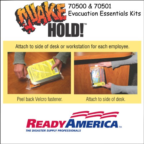 QuakeHOLD! Evacuation Essentials Plus Kit, Earthquake, Fire, Flood, Hurricane, Bug Out Bag, 5-Year Food, 5-Year Water, Emergency Preparedness Kit, Compact Survival Bag For Office, Home, Car, 1 Pack