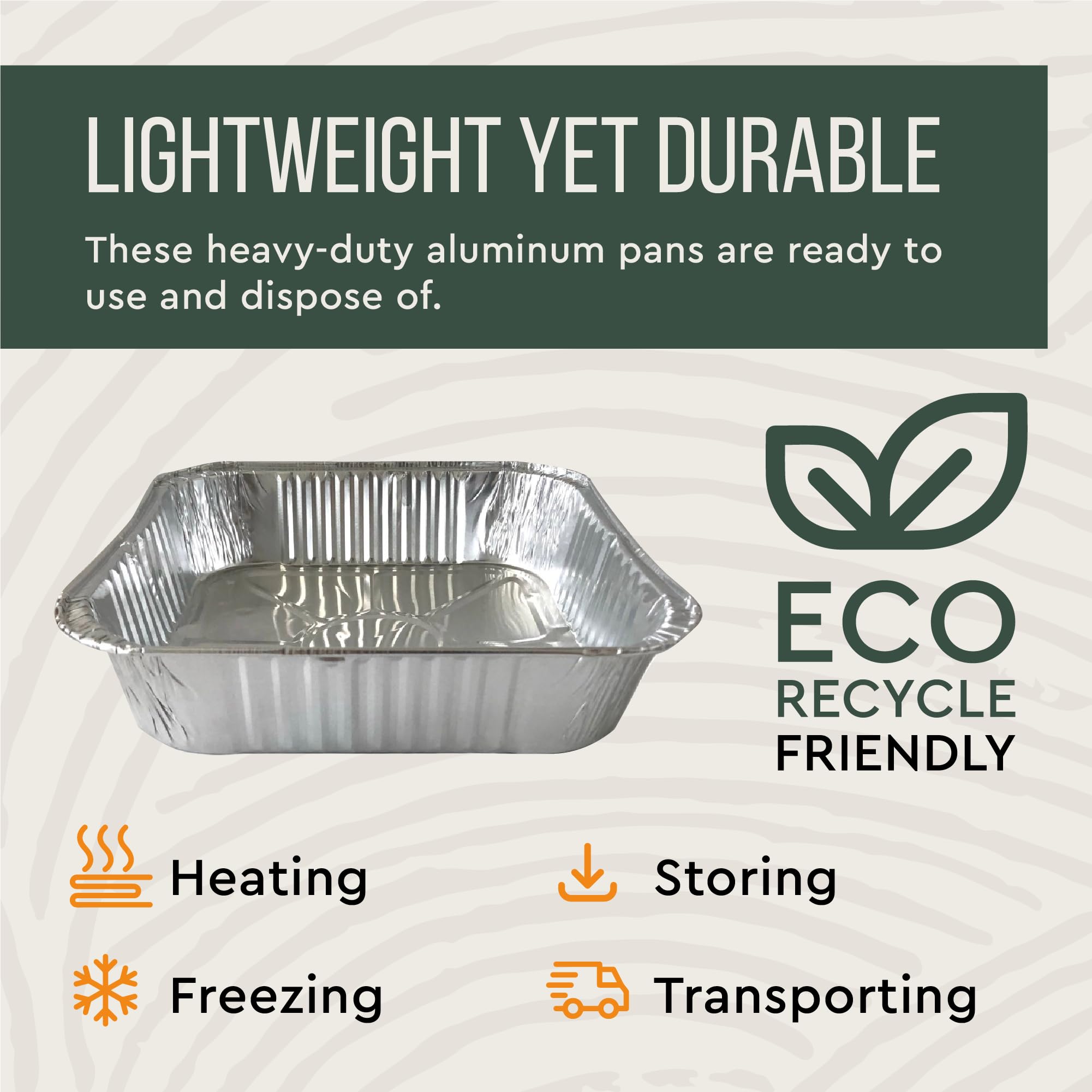 VHK HOME COLLECTION Aluminum Pans with Lid - Pack of 30/8 x 8 - Square Half Size Tin Foil Pans for Cooking, Baking, Steaming, Grilling, Smoking, Buffet & Food Prepping