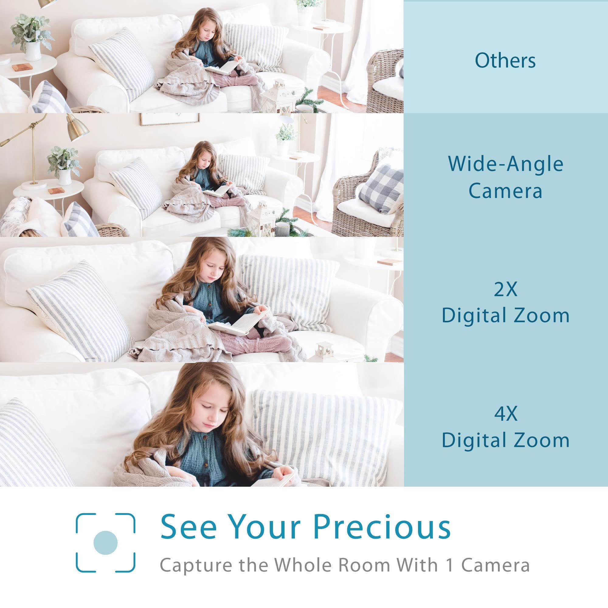 Moonybaby 5" HD Low EMF Baby Monitor with 2 Cameras, Long Range No WiFi, Auto Noise Reduce, Split Screen, 2-Way Audio, Lullaby, Auto Night Vision QV40