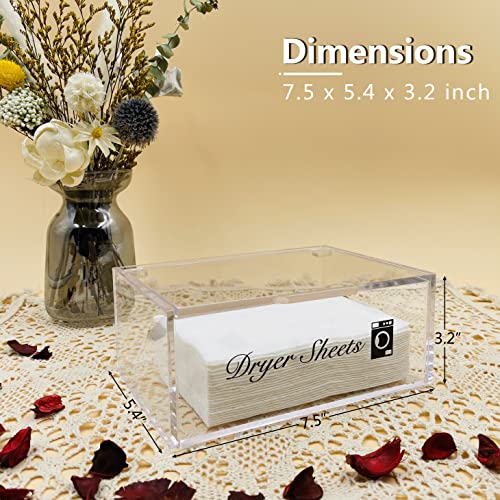 SECOPIN Dryer Sheet Holder, Acrylic Dryer Sheet Dispenser, Laundry Dryer Sheets Storage Container, Laundry Room Clear Organization Box
