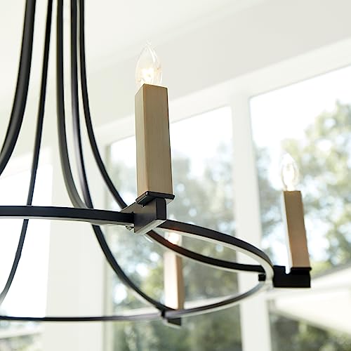 Quorum 696-6-69 Transitional Six Light Chandelier from Olympus Collection in Black Finish,