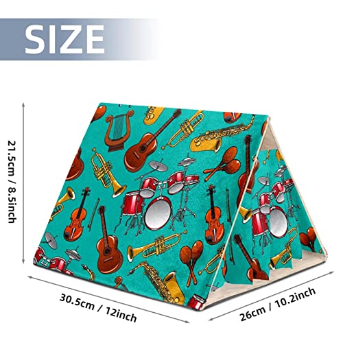 RATGDN Small Pet Hideout Classic Acoustic Guitars Music Hamster House Guinea Pig Playhouse for Dwarf Rabbits Hedgehogs Chinchillas