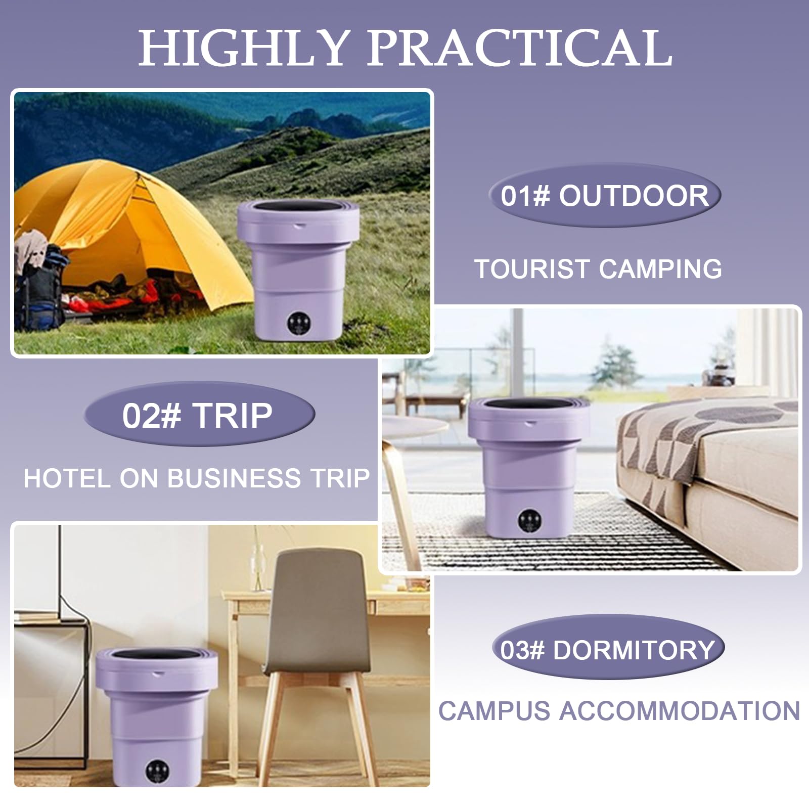 Portable Washing Machine, 8L Foldable Mini Laundry Washer Machine, Deep Cleaning of Underwear, Baby Clothes and Sock, Best for Apartments, Dormitories