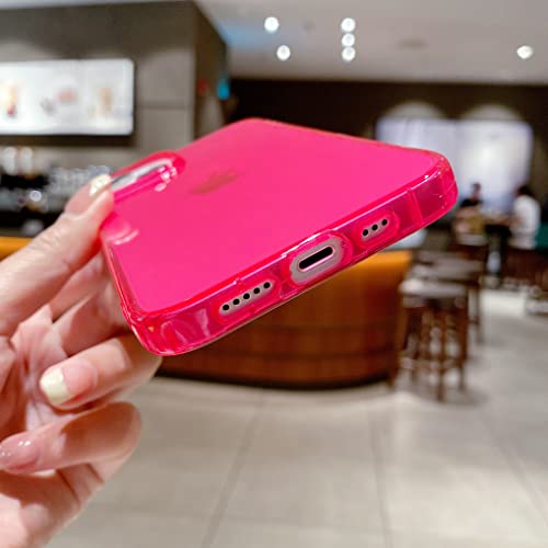 OWLSTAR Cute Neon for iPhone 14 Case & iPhone 13 Case Clear, Flexible Slim TPU Shockproof Transparent Bumper Protective Phone Case for Women and Girls (Hot Pink)