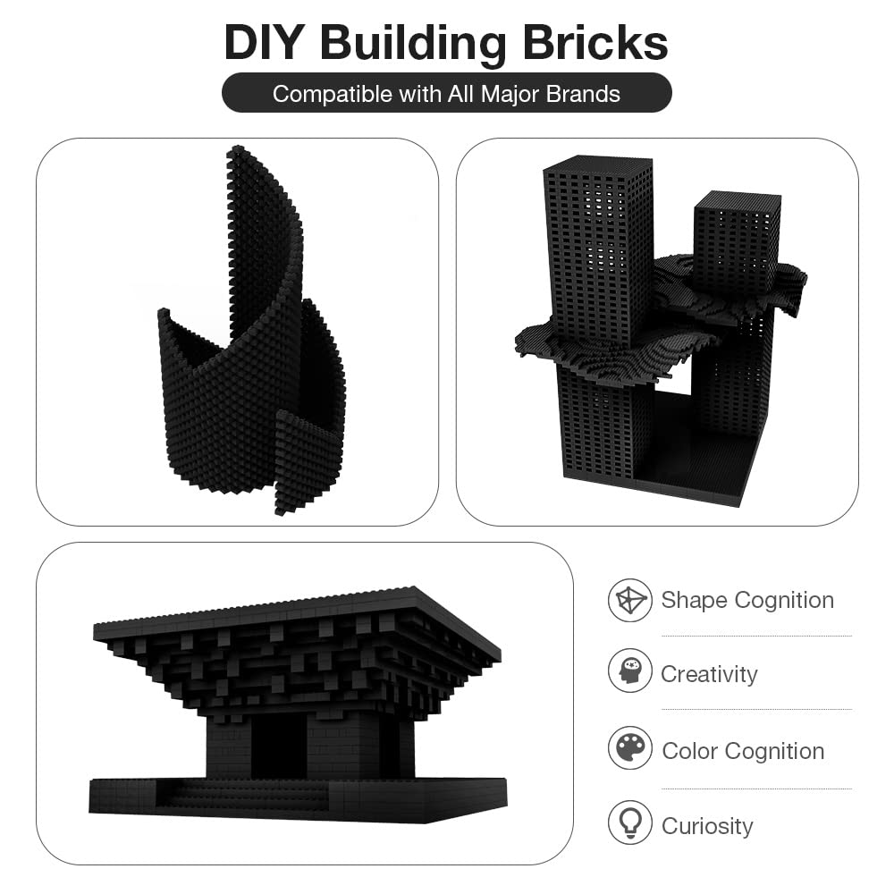 Lekebaby Building Bricks 1500 PCS Basic Building Blocks, Compatible with All Major Brands (Black)