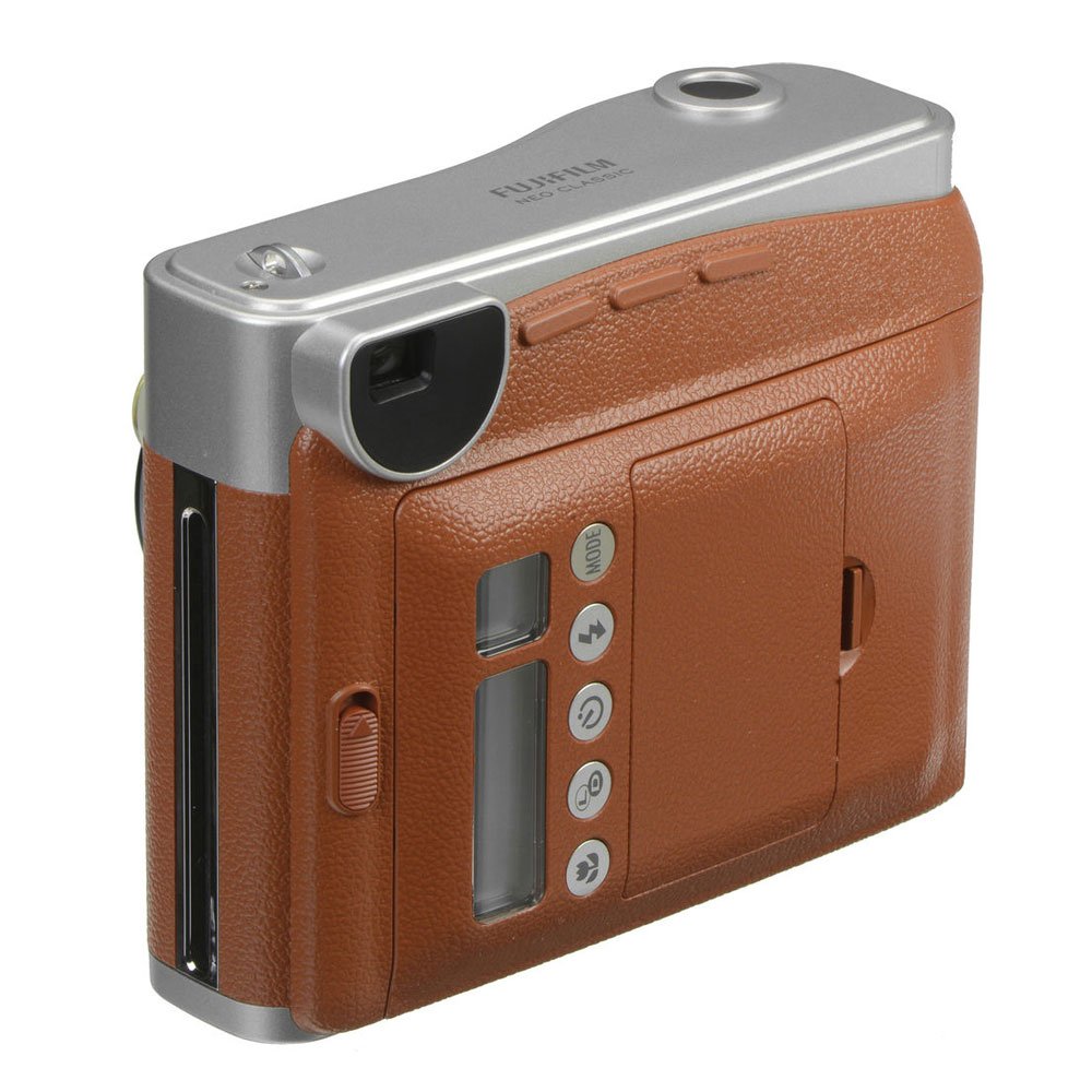 Fujifilm INSTAX Mini 90 Neo Classic Instant Camera (Brown) + Fujifilm Instax Mini Instant Film (20 Exposures) + Compact Camera Case + Sticker Frames Sports Package + Photo4Less Cleaning Cloth