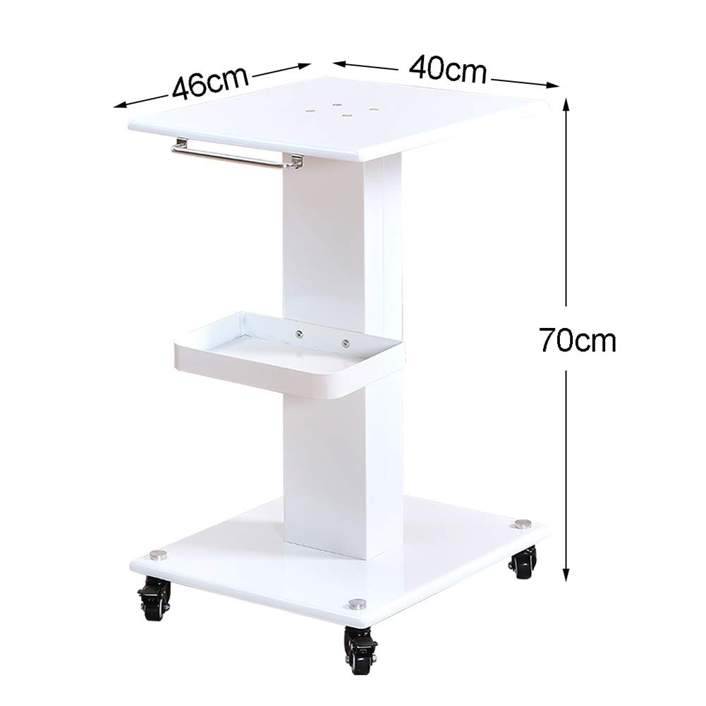 OMOONS Beauty Salon Cart Trolley White Beauty Rolling Trolley with Portable Handle, Mobile Spa Equipment Storage Utility Cart/White/46X40X70Cm