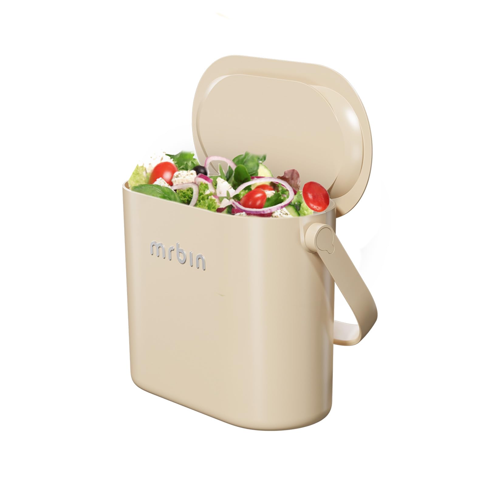 MRBIN Countertop Compost Bin Slim Kitchen Trash Can with Lid, Small Dustbin for Food Waste Recycle Indoor, White