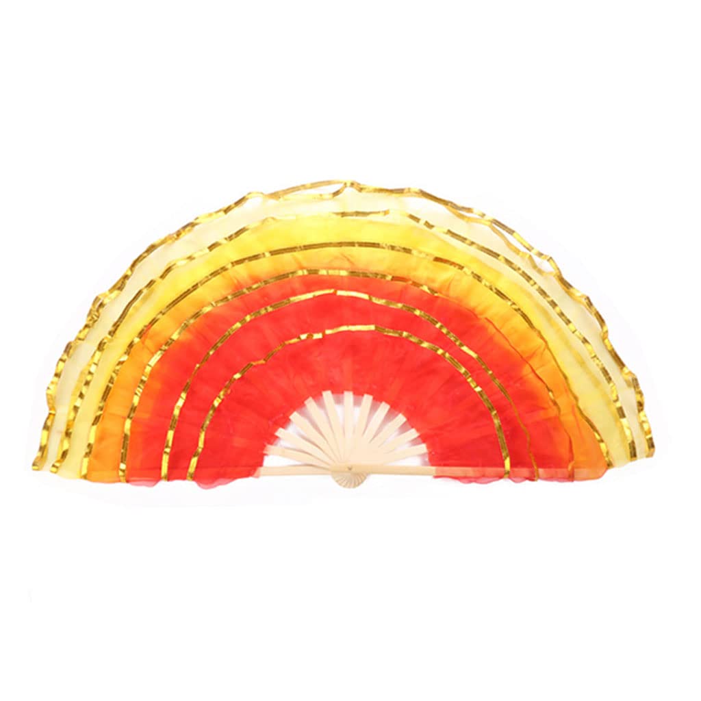LELAMP 19 Styles Colorful Folding Flexible Dyed Silk Fan Folding Fan Hand Held Chinese Style Handmade Yangko Dance Performance Props