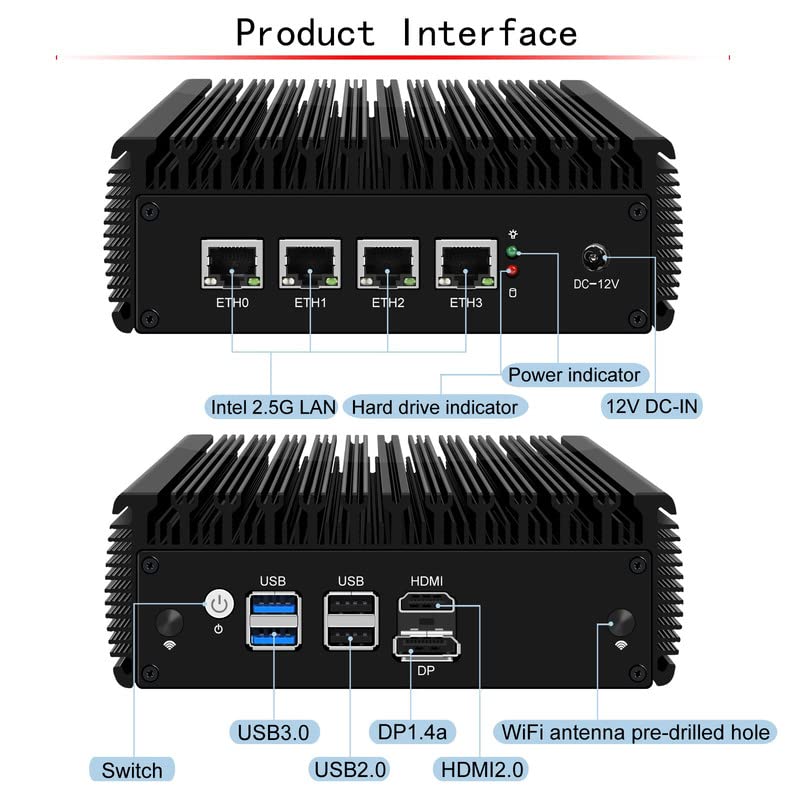 New Firewall Micro Appliance, Firewall Mini PC Celeron N5105 Quad Core Router PC,4 Intel i225 Nics Ports, AES-NI, VPN, 8GB RAM 128GB SSD