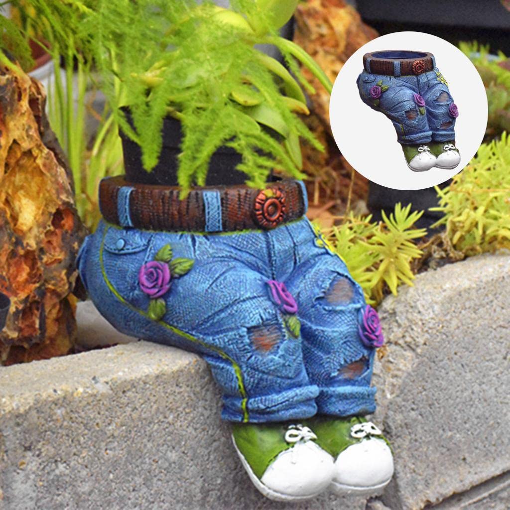 MagiDeal Resin Plant Pot, Pants Bonsai Planter Succulent Flowerpot Ornaments for Office Table Decoration