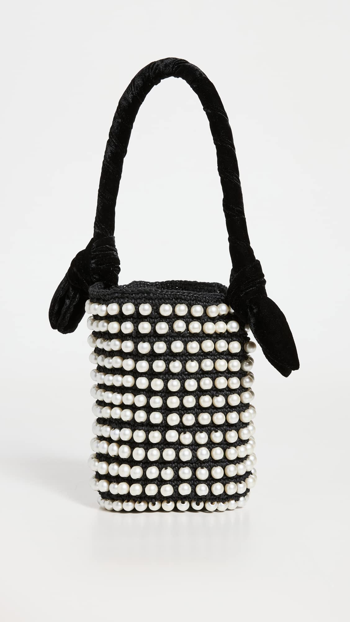 Lele Sadoughi Women's Beatrix Pearl Crochet Bag, Jet, Black, Off White, One Size