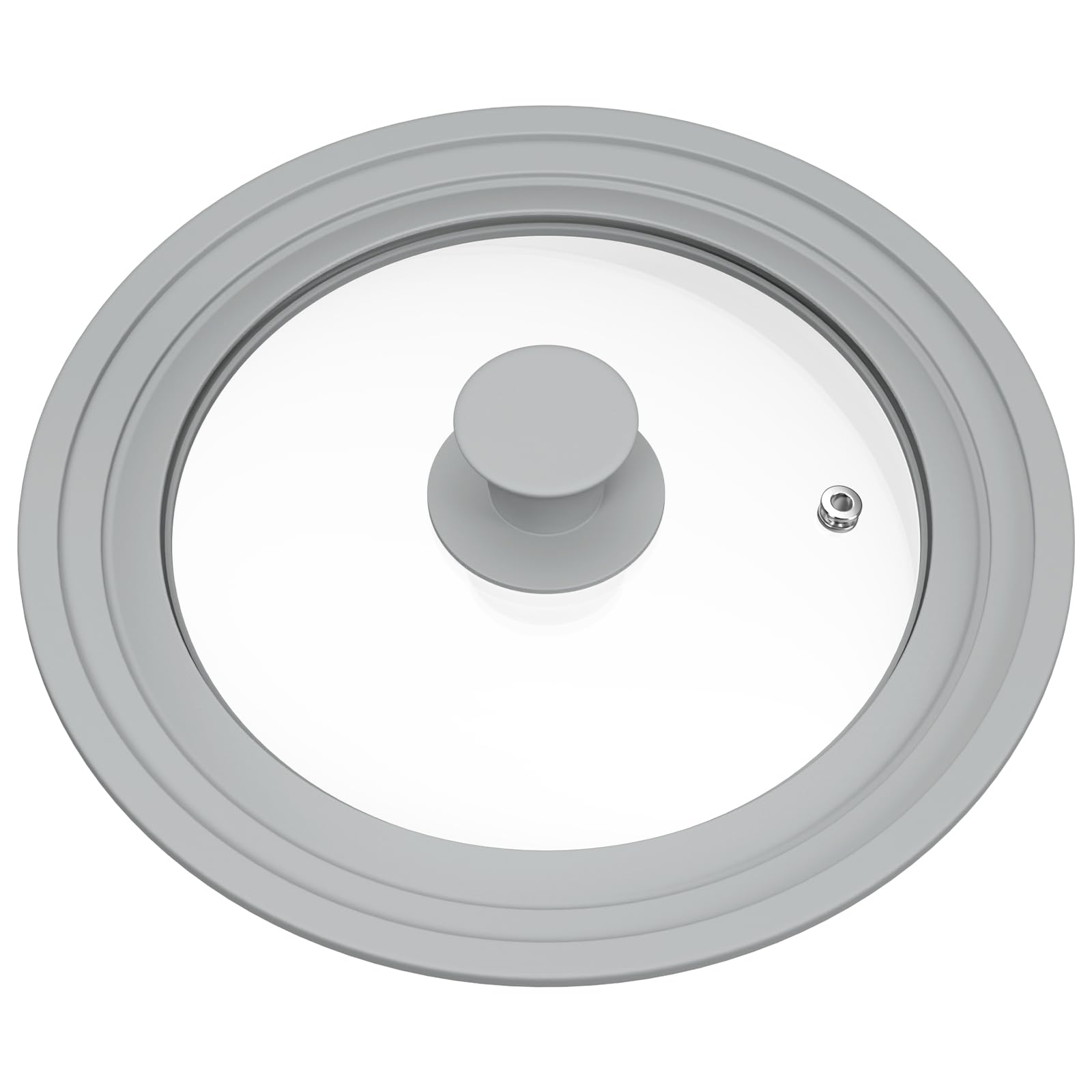 TOPULORS Universal Lid for Pots, Pans, and Skillets - Tempered Glass Lid with Silicone Rim Fits 8", 9", 9.5" Inner Diameter Cookware Frying Pan Cover Replacement Lid - Dishwasher Safe, Grey