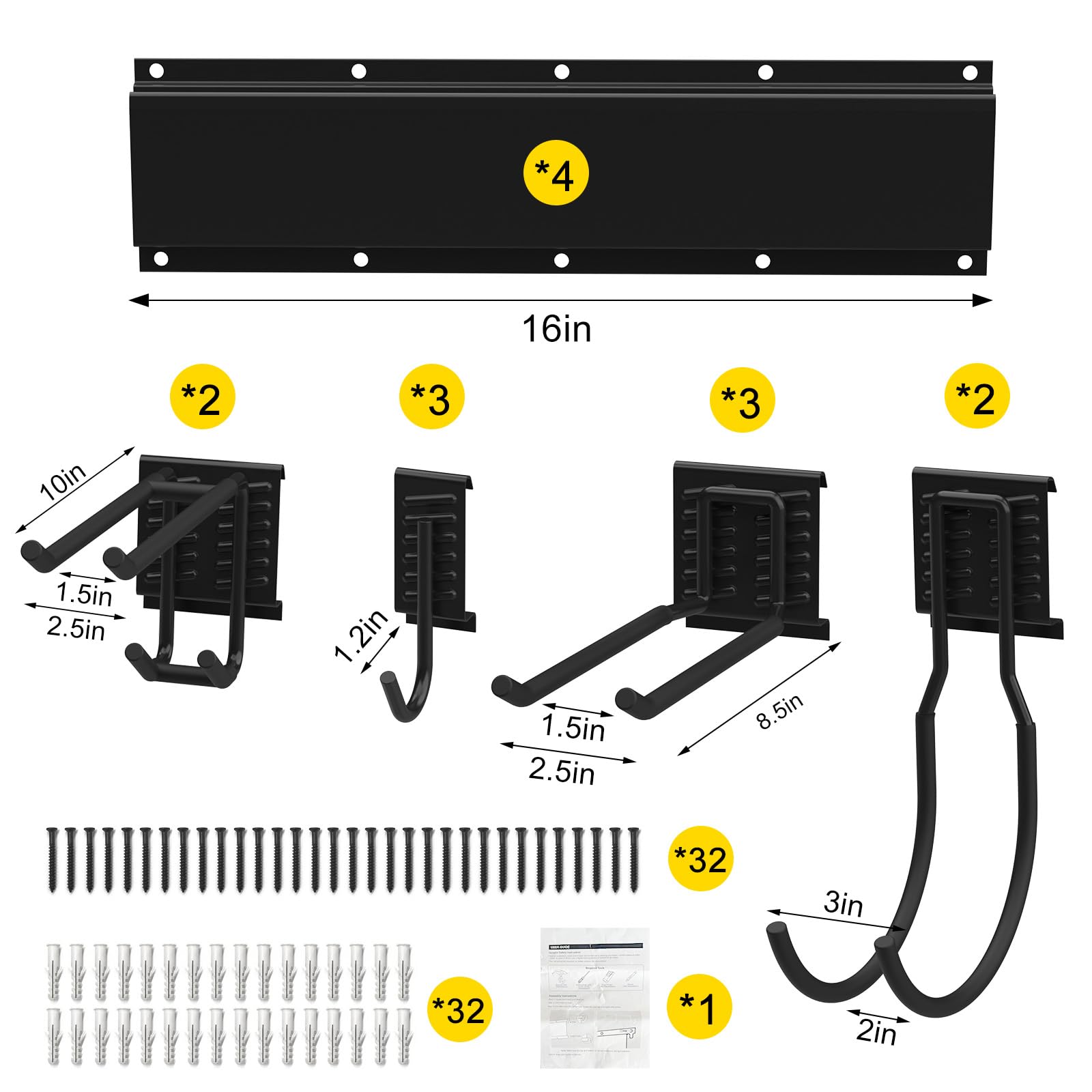 POSHGRAND Garage Garden Tool Organizer Wall Mount, Yard Garden Tool Rack Organizer, 64 Inch Shovel Rack Holder Organization with 10 Adjustable Heavy Duty Hooks for Garage Shed Yard Garden