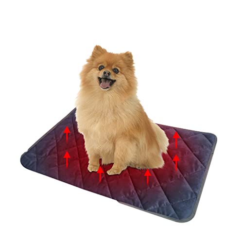 Self Heating Pet Mat Cordless Warm Pad, Washable Self Heated Cat Bed Thermal Mat, Winter Warm Self-Heating Storage Heating Pad for Cats and Dogs, Cold Weather Indoor Outdoor Use (Blue)