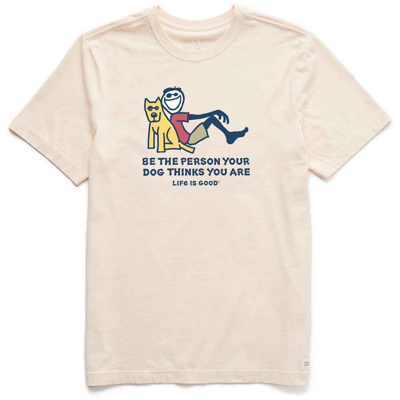 Life is Good. Men's Jake and Rocket Be The Person Crusher Tee, Putty White