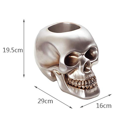 PIBM Stylish Simplicity European Retro Personality Skull Shape Wine Rack Resin Silver Crafts Home Desktop Porch Ornaments Bar Decorations Beautiful and Elegant