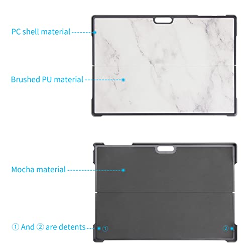 Qcoswa Slim Lightweight Case for Microsoft Surface Pro 7 Plus, Surface Pro 7, Surface Pro 6, Pro 5, Pro 4 Hard Protective Cover,Compatible with Type Cover Keyboard(Marble)