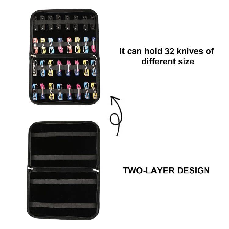 Knife Case,Knife Display Case,Knife Storage,32 Slots Folding Knife Holder Organizer,Butterfly Pocket Knife Carrier,Knives Collection Protector For Survival Tactical Outdoor EDC Mini Knife (Black)