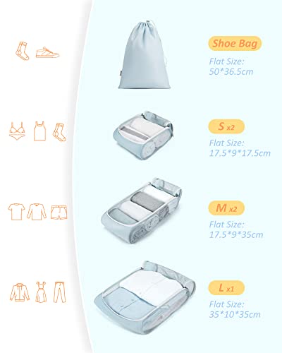 Packing Cubes for Suitcases, BAGSMART 7 Set Packing Cubes for Travel Essentials, Lightweight Luggage Suitcase Organizer Bags Set with Shoe Bag, Keep Shape Travel Cubes for Packing