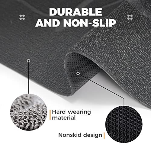 MatEssenz Front Door Mat, Durable Hello Door Mat Outdoor, Resist Dirt Welcome Mat for Shoes Scraper, Low Profile Indoor Door Mats, Doormat for Entrance, Garage, High Traffic Area(17X30, Grey)
