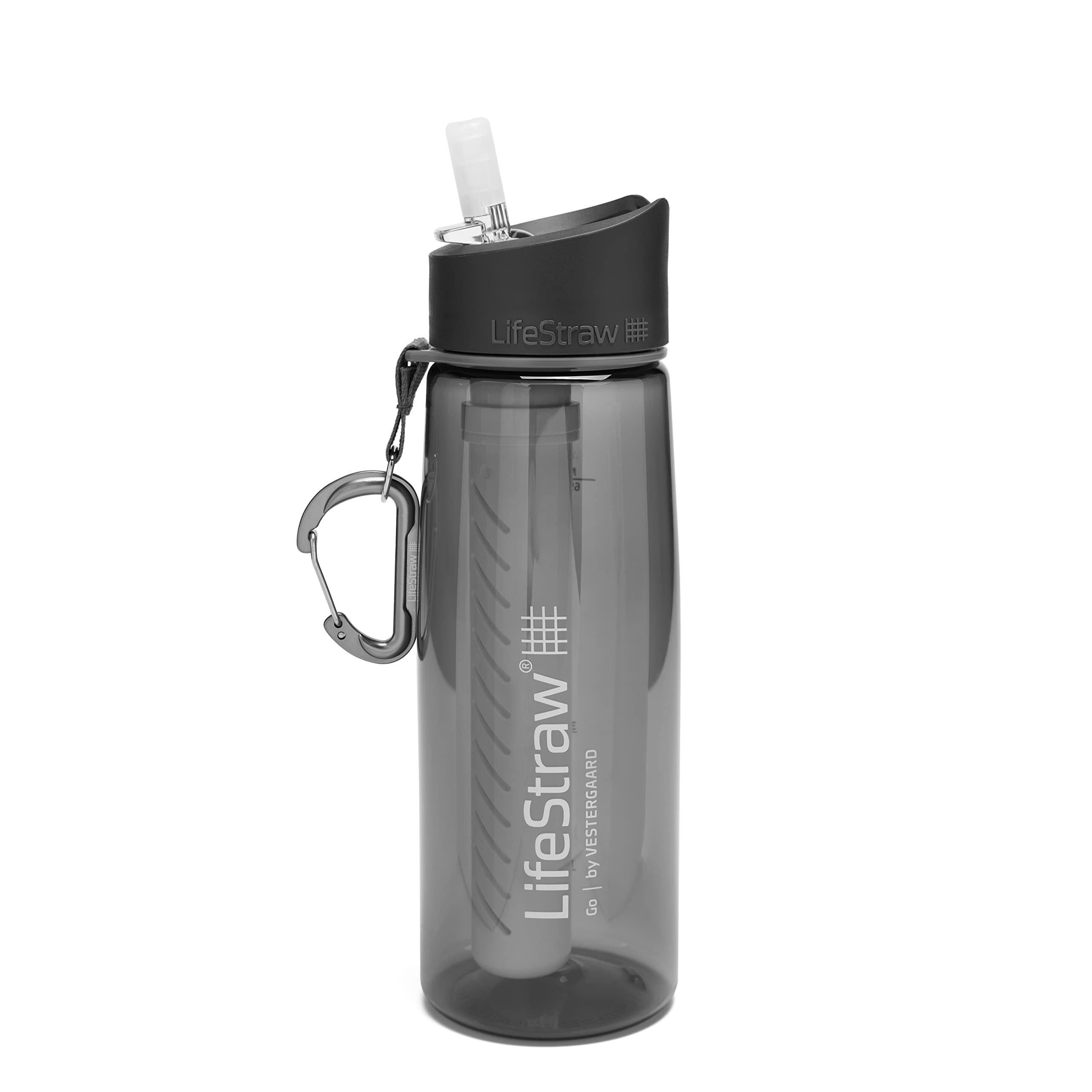 LifeStraw Personal Water Filter for Hiking, Camping, Travel, and Emergency Preparedness, 5 Pack, Blue & Go Water Filter Bottle, Grey, Model:LSGOV2CR44