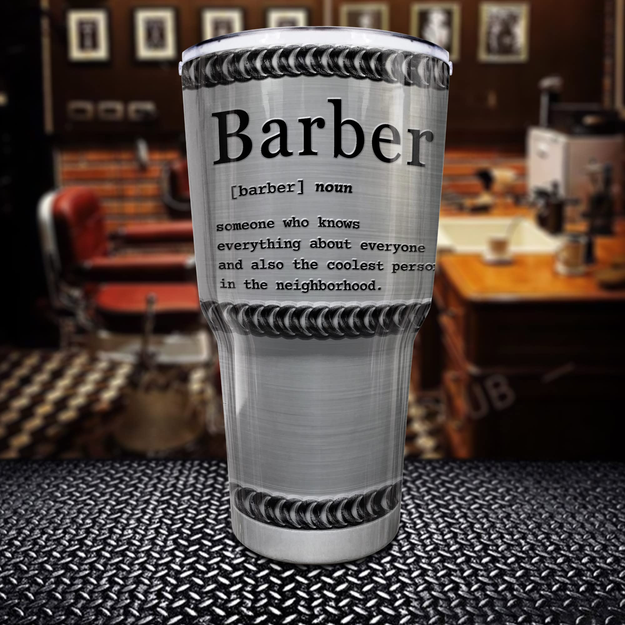 N NAMESISS All Over Printed Tumbler, Barber Knowledge Normal Tumbler 30oz Metal Style Custom Your Name, Gift for Father, Gift for Him, Welder Father's Day