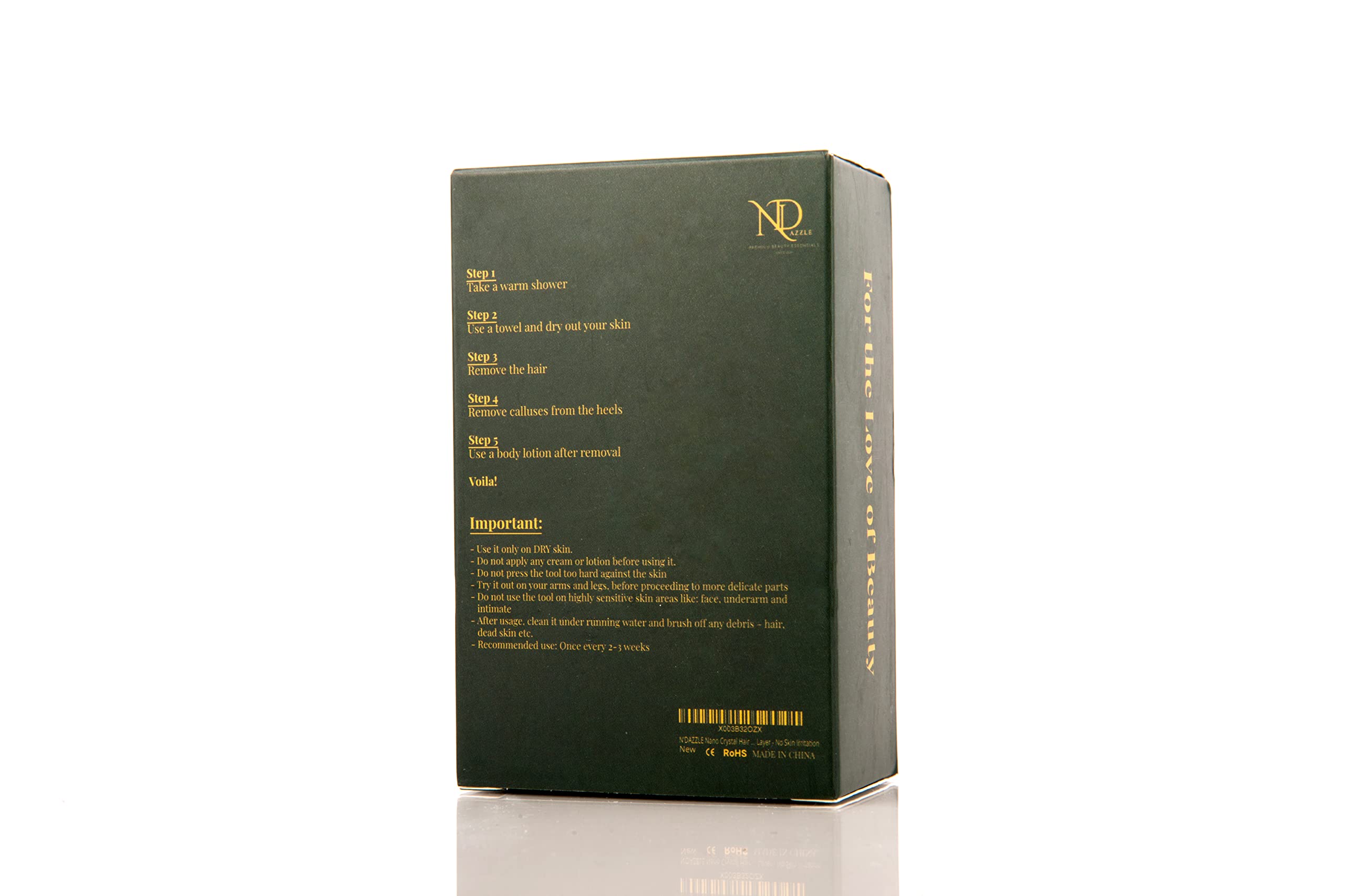 N'DAZZLE Nano Crystal Hair Eraser - Double Layered - Painless Removal - Smooth Exfoliating - Magic Eraser - Razorless Shaver - Upgraded Design - Additional Skin Protective Layer - No Skin Irritation