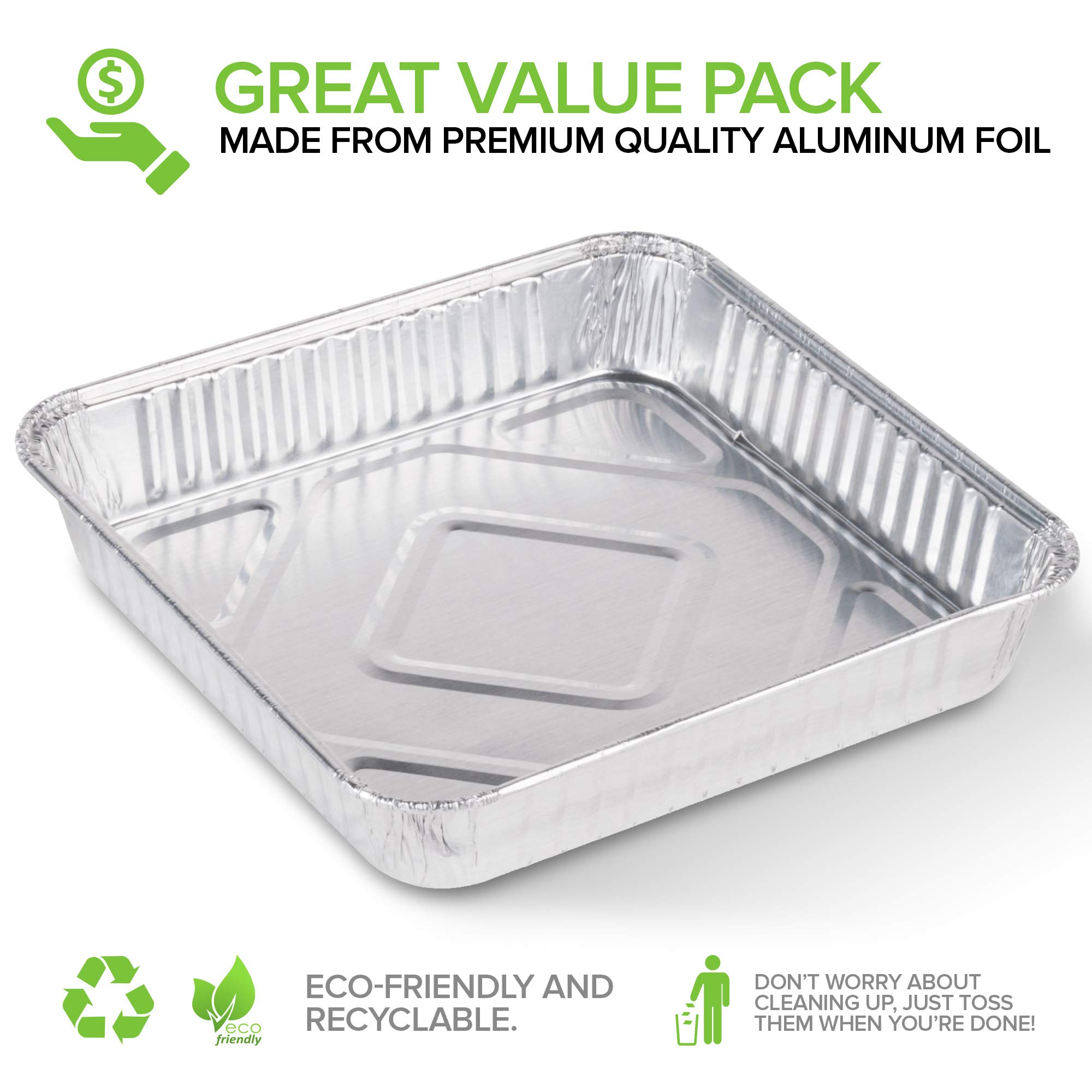 Stock Your Home 9x9 Aluminum Foil Pans - 8.75" L Rim (30 Pack) Square Tins for Toaster Oven- Cooking Lasagna, Casserole, and doing Food Prep - Disposable Baking Pan for Cake or Brownie Dish
