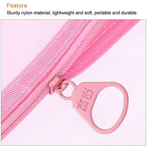PATIKIL Mesh Cosmetic Bags, 5 Pack Nylon A6 Size Pen Pencil Case Travel Toiletry Cosmetic Makeup Zipper Mesh Pouch Organizer for Office, Pink