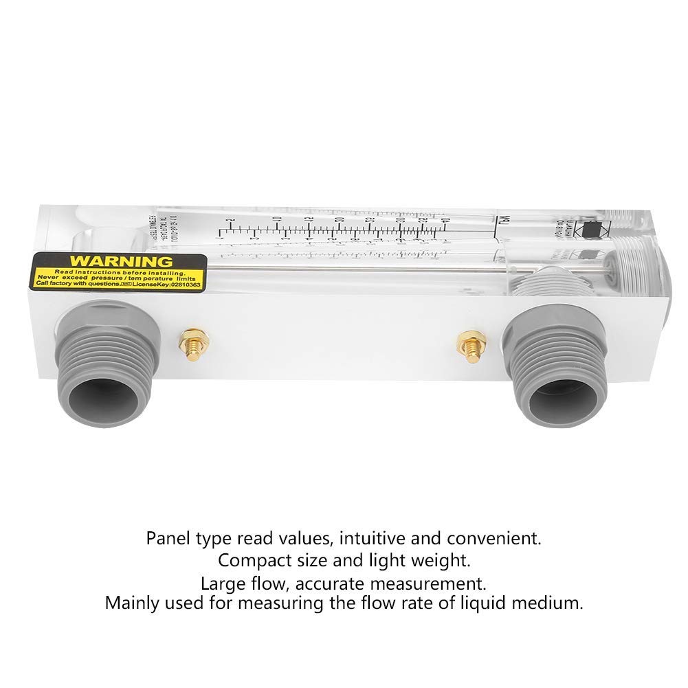 Water Meter, 1-10GPM 0.6MPa Knob Panel Type Liquid Meter, ZG1" Acylic Water Liquid Flowmeter for Measuring Rate of Liquid Medium