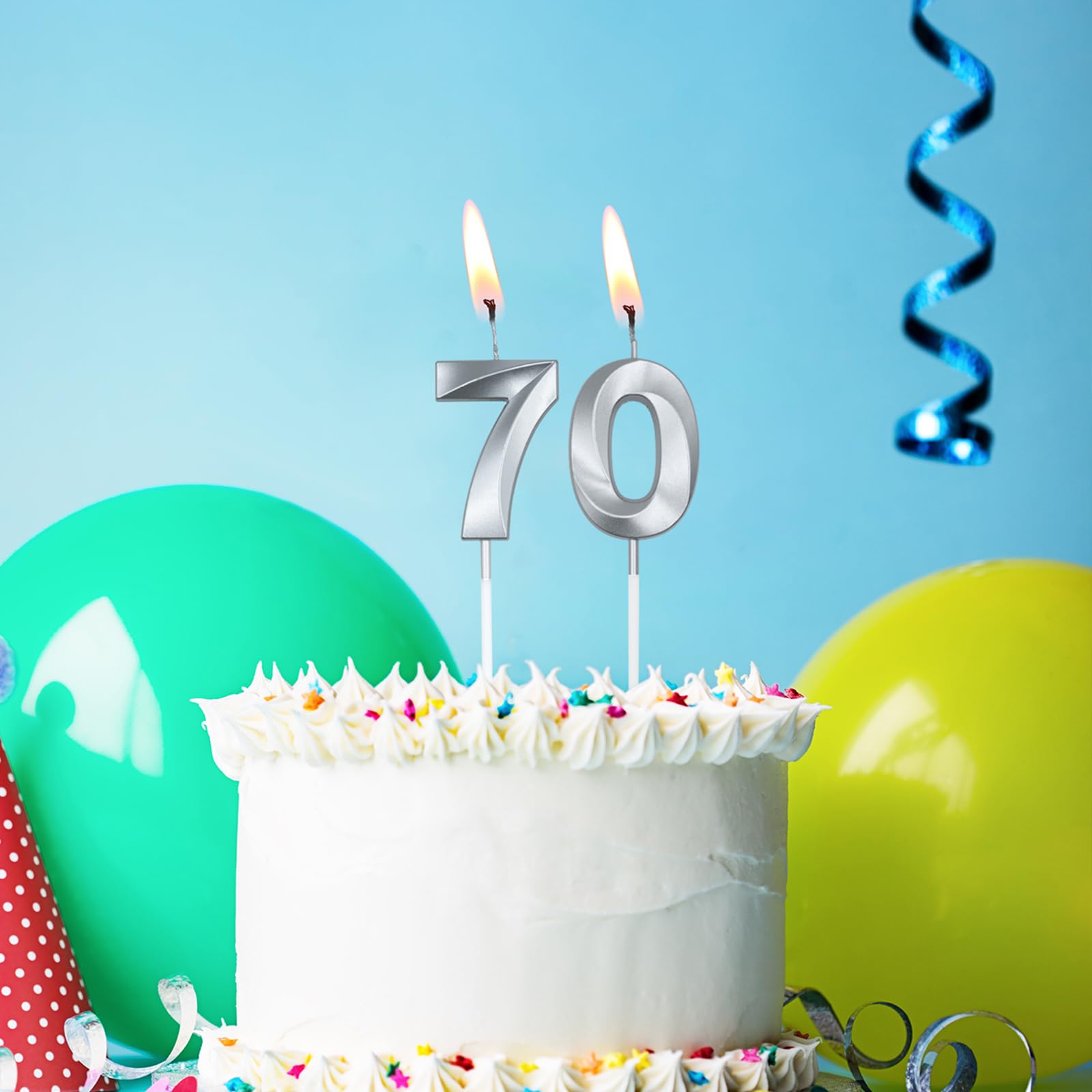 Silver 60th Birthday Candles for Cakes, Number 60 Candle Cake Cupcake Topper for Birthday Anniversary Party Decoration
