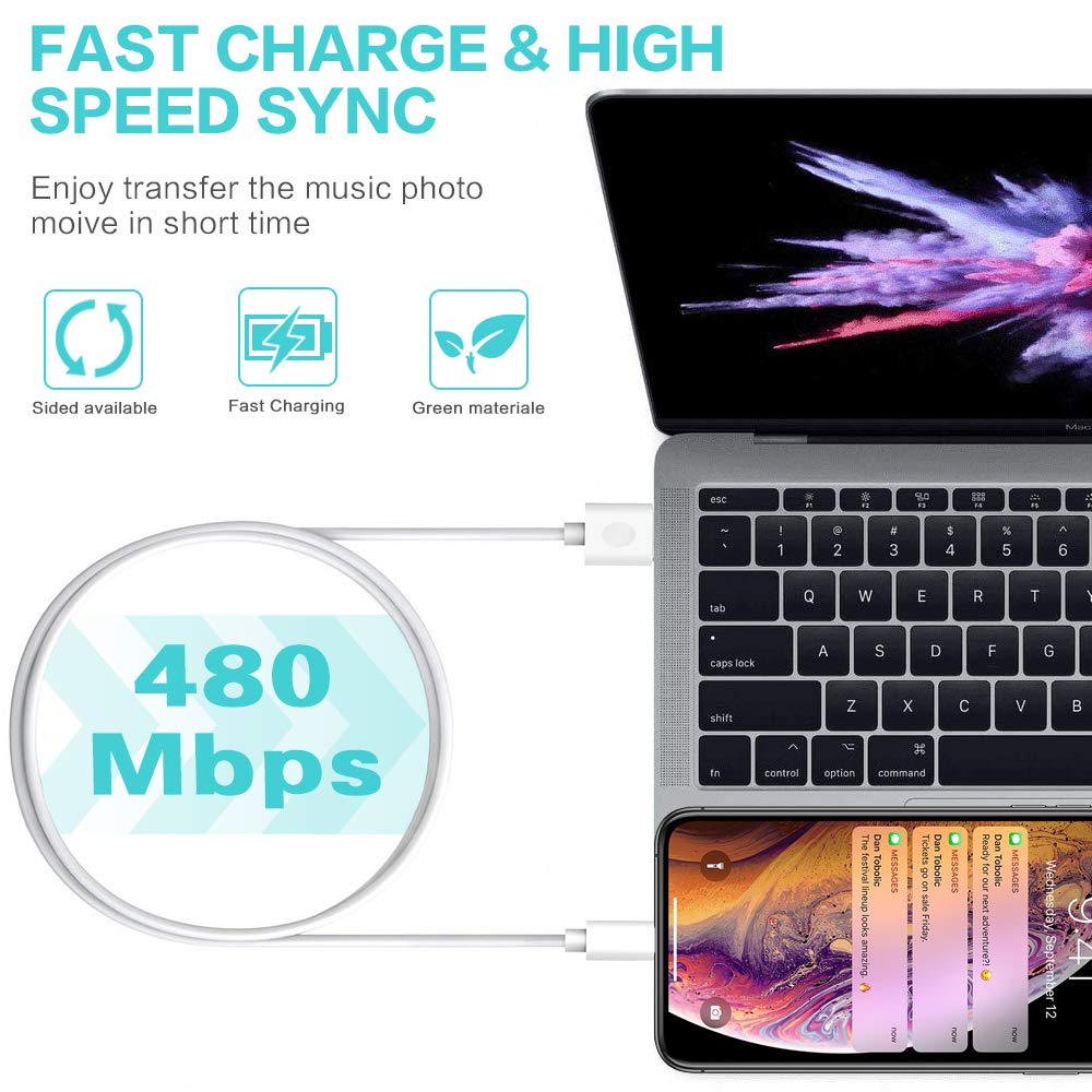 Moallia MFi Certified iPhone Charger, USB-A to Lightning Cable High Speed Data Sync Transfer Fast Charging Cord Compatible iPhone 14 13 12 11 Pro Max/Mini/XS MAX/XR/XS/X/8/7/Plus-4pack 6feet