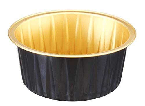 KEISEN 5oz 3 2/5" Set of 24 Disposable Aluminum Foil Cups 125ml for Muffin Cupcake Baking Bake Utility Ramekin Cup (black gold)