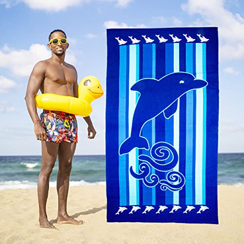 only warm Large Thin Microfiber Beach Towel,Fast Quick Dry Sand Free Lightweight for Men Women Boys Girls (Blue)